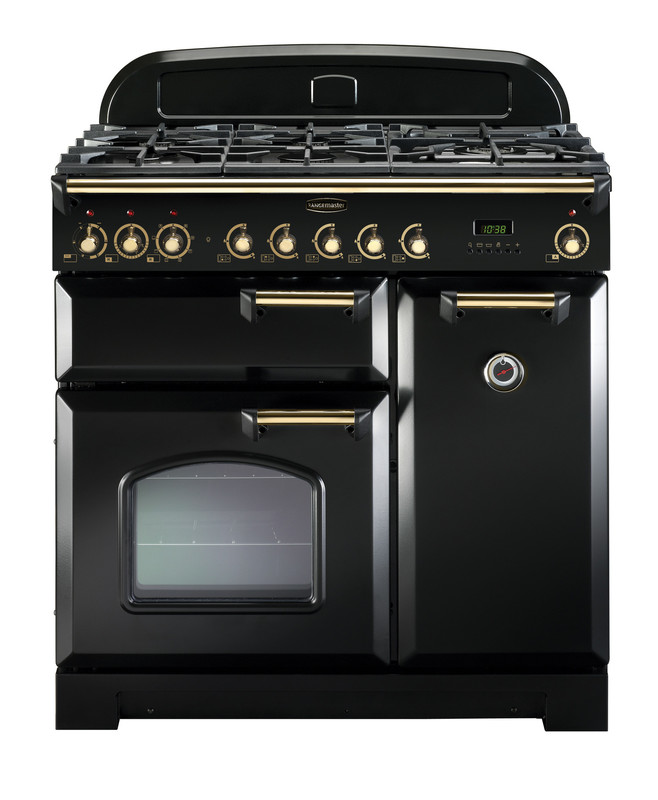Classic Deluxe 90 Dual Fuel Black with Brass trim | RANGEMASTER