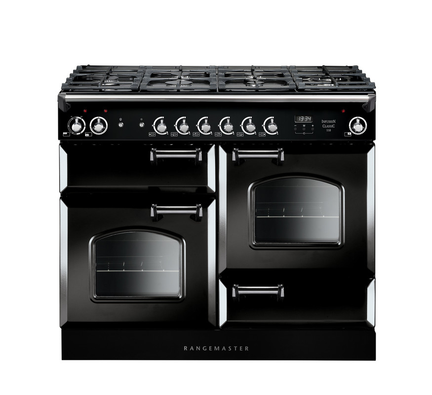Infusion Classic 110 Dual Fuel Black with Chrome trim | RANGEMASTER