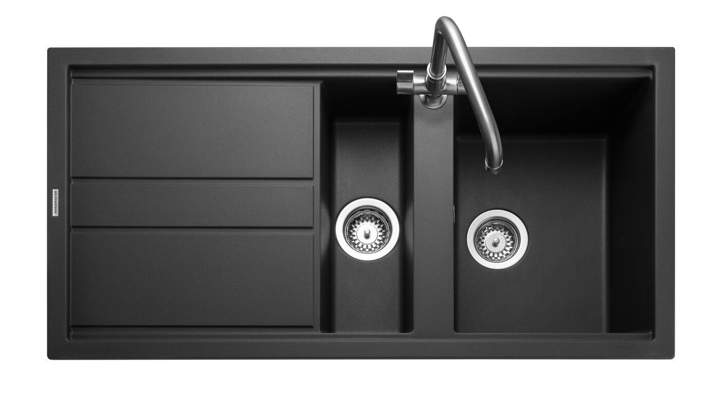Topaz Rangemaster Igneous Granite Sink 1.5 bowls Charcoal | RANGEMASTER